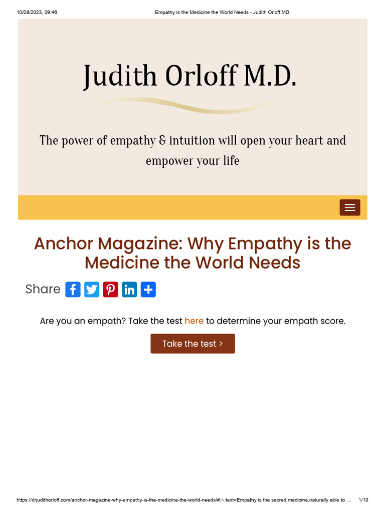 Empathy Is The Medicine The World Needs - Judith Orloff MD | PDF ...
