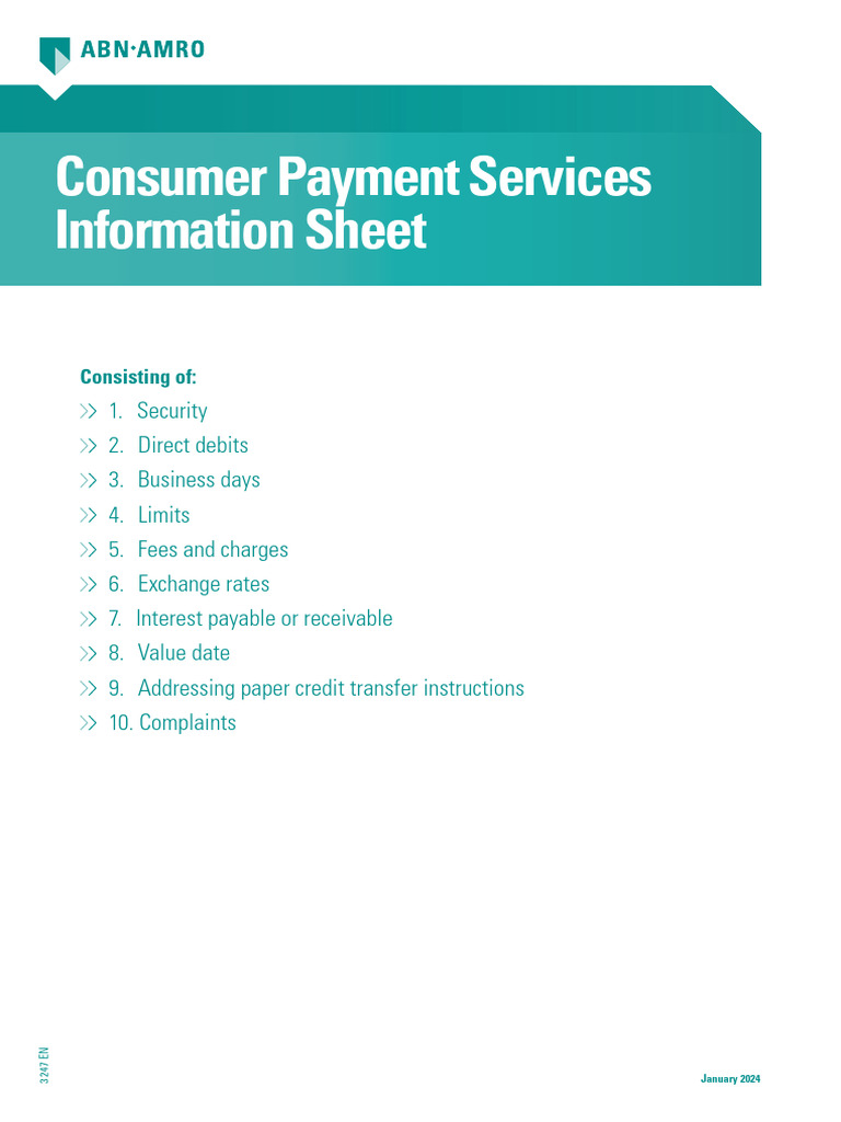 ABN AMRO Consumer Payment Services Guide | PDF | Credit Card | Debit Card