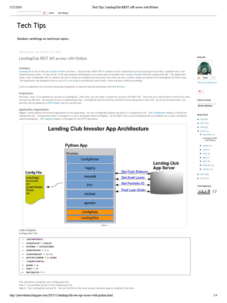 Tech Tips - LendingClub REST API Access With Python | PDF | Loans | Python (Programming Language)