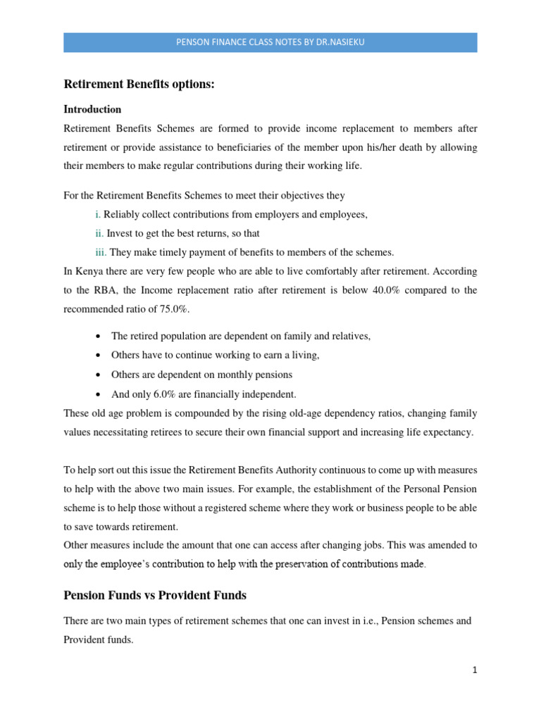 Retirement Benefits in Kenya Explained | PDF | Finance & Money Management