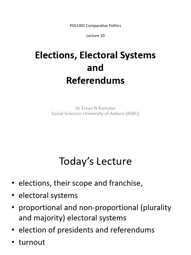 Elections and Electoral Systems Overview | PDF | Voting | Elections