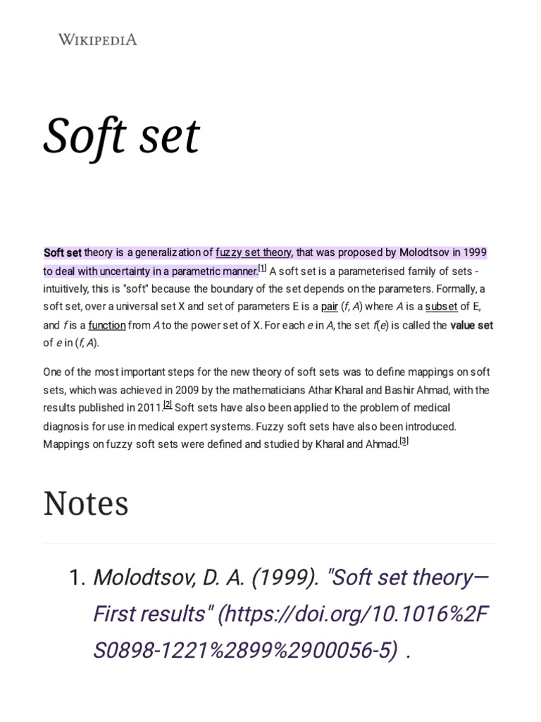 Soft Set Notes | PDF | Mathematics | Mathematical Logic