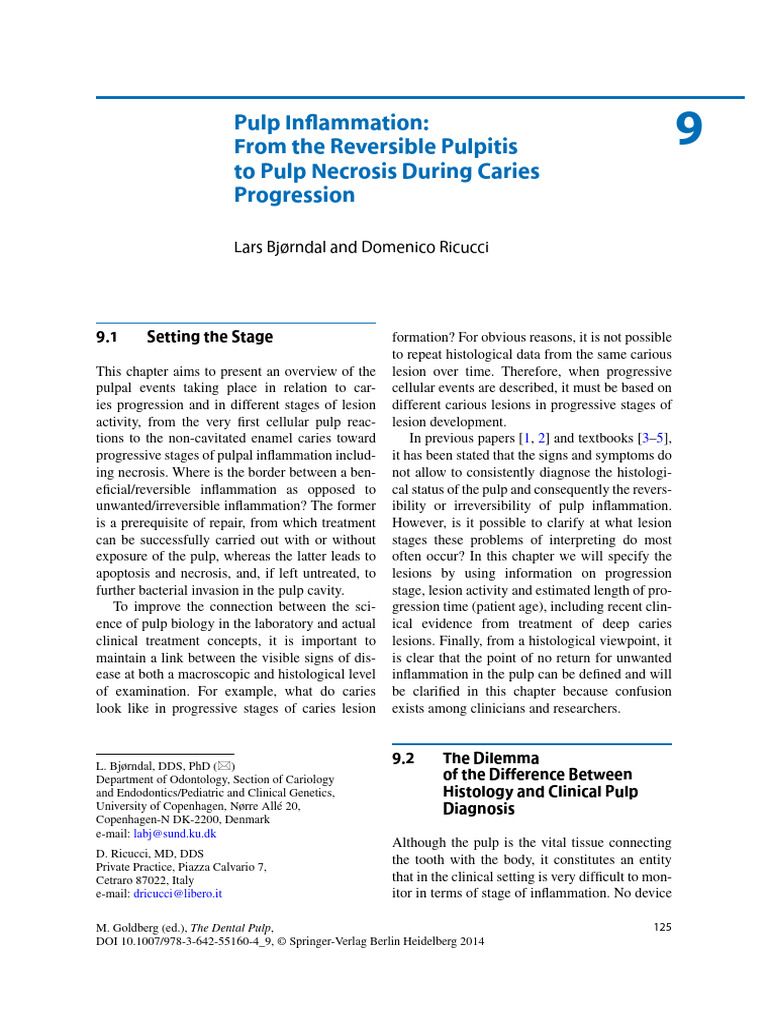 Pulp Inflammation - From The Reversible Pulpitis To Pulp Necrosis ...