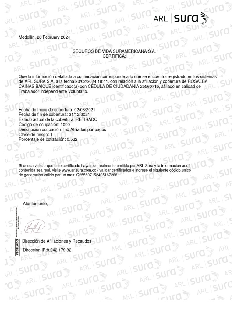 Constancia Afiliacion Trabajador Indep | PDF