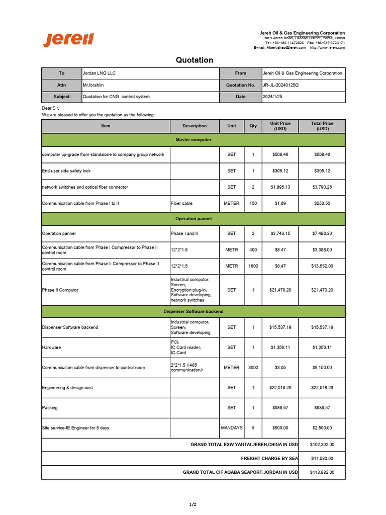 Quotation For CNG Control System | PDF | Information And Communications Technology | Computer ...