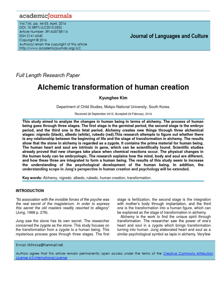 Alchemic Transformation of Human Creation | PDF | Alchemy | Carl Jung