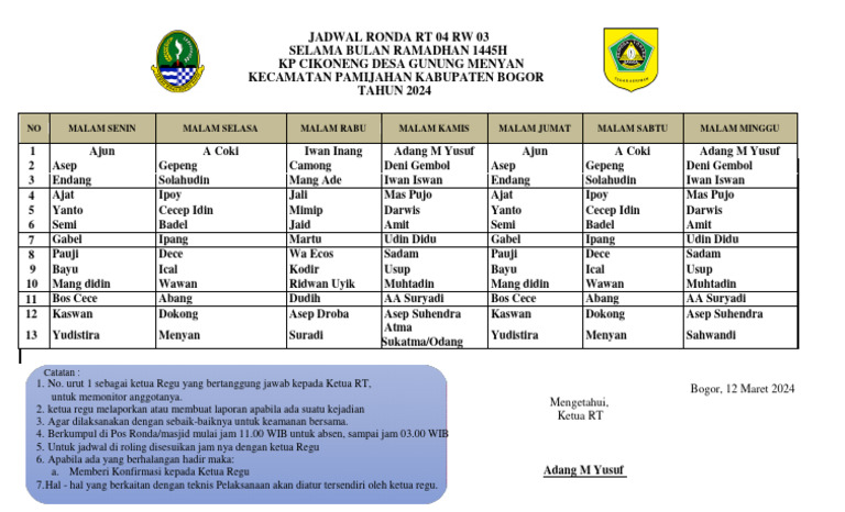 Jadwal-Ronda 2024 | PDF