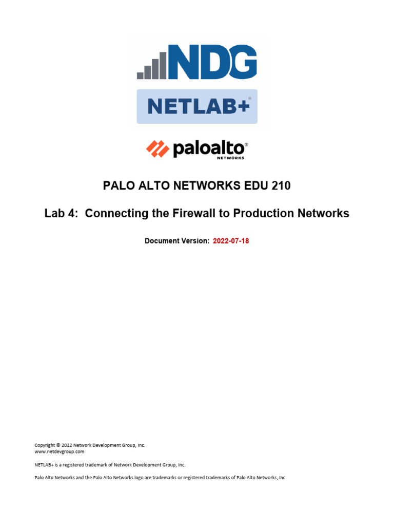 Lab 4 Connecting The Firewall To Production Networks Pdf