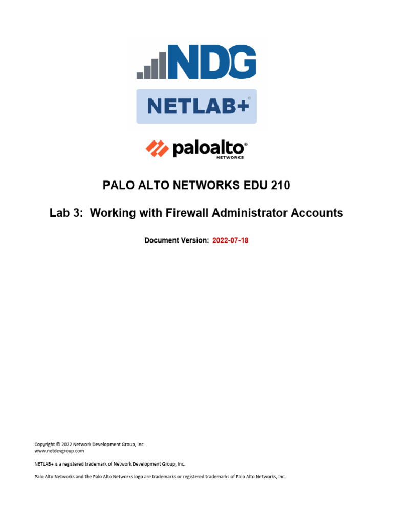 Lab 3 Working With Firewall Administrator Accounts | PDF