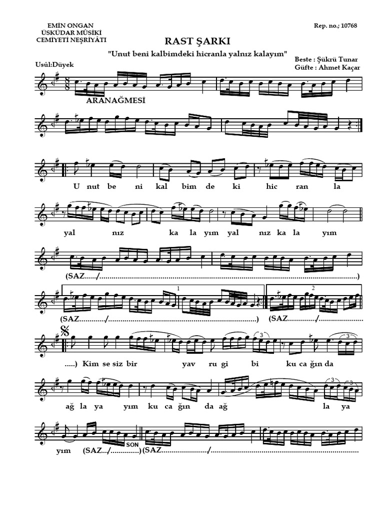 Unutbenikalbimdekihicranlayalnzkalaym Krtunar Rast | PDF