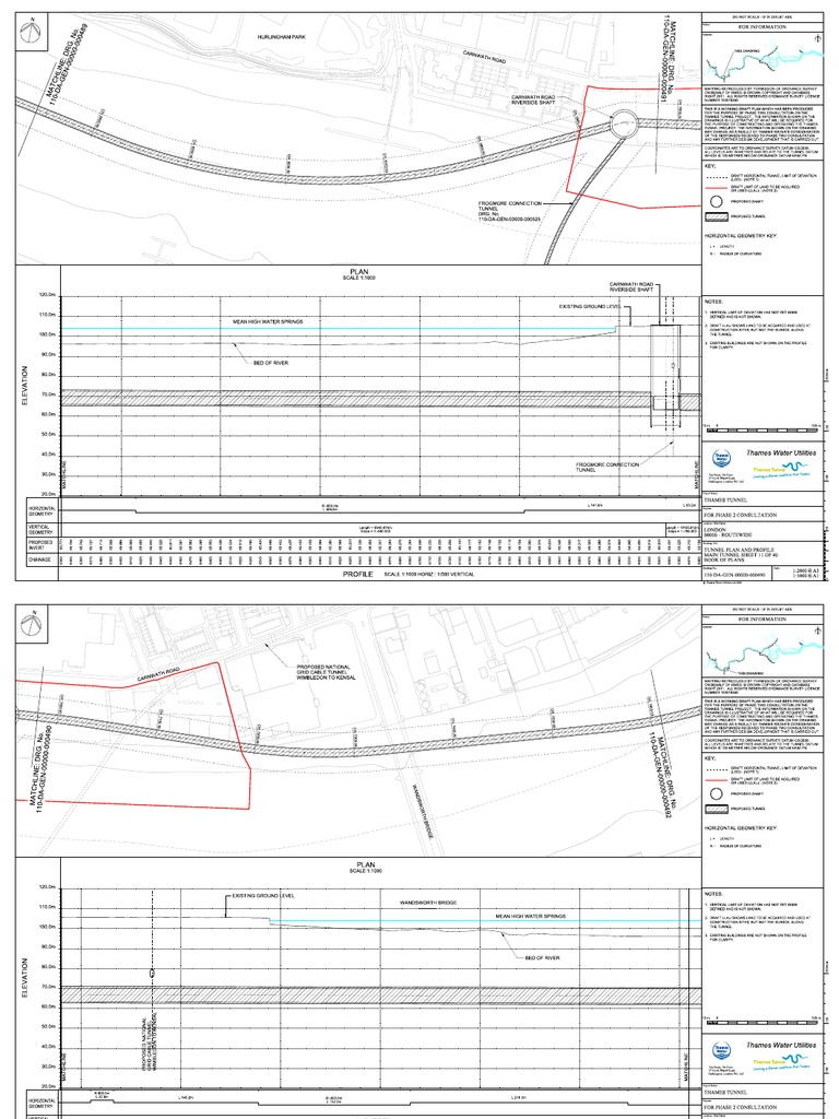 Tunnel Plan and Profile Main Tunnel - Sheets 11-15 of 40 | PDF ...