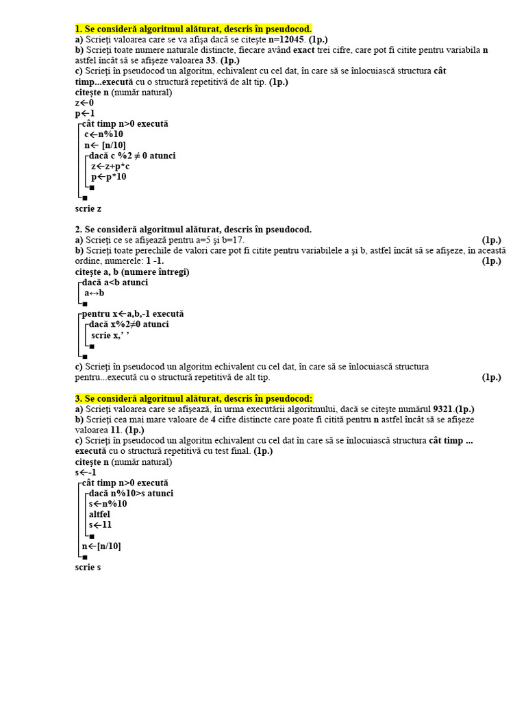 Aplicatii Structuri Repetitive 1 | PDF