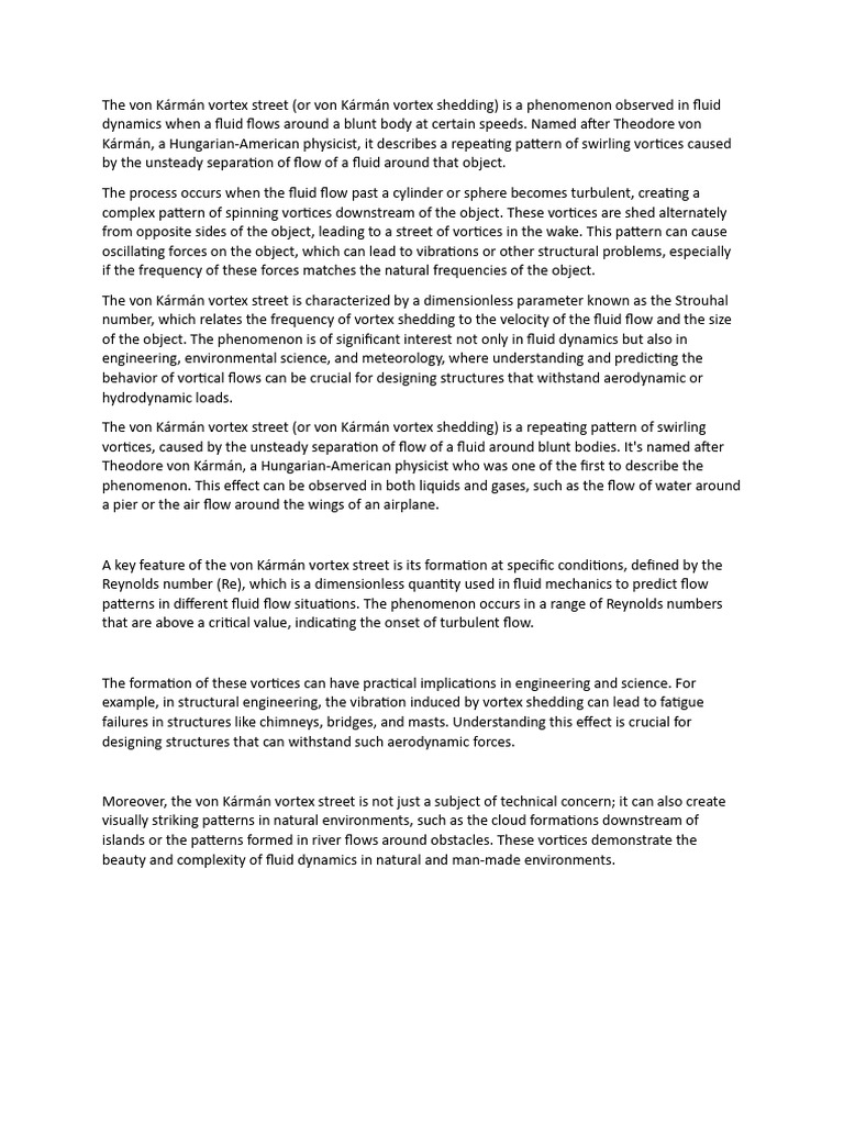 The Von Kármán Vortex Street | PDF | Fluid Dynamics | Vortices