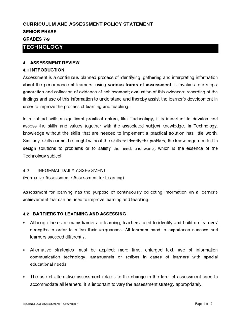 Technology SP Grades 7 - 9 Edited | PDF | Educational Assessment ...