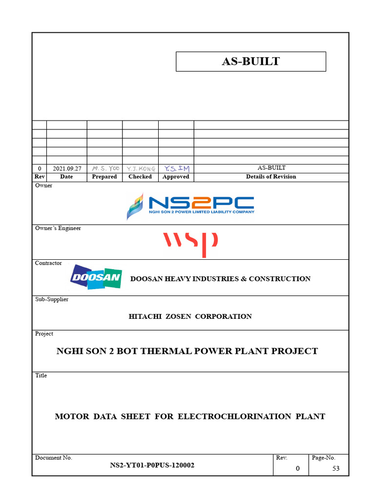 NS2-YT01-P0PUS-120002-AB (Electro Chlorination Plant) - MOTOR DATA ...