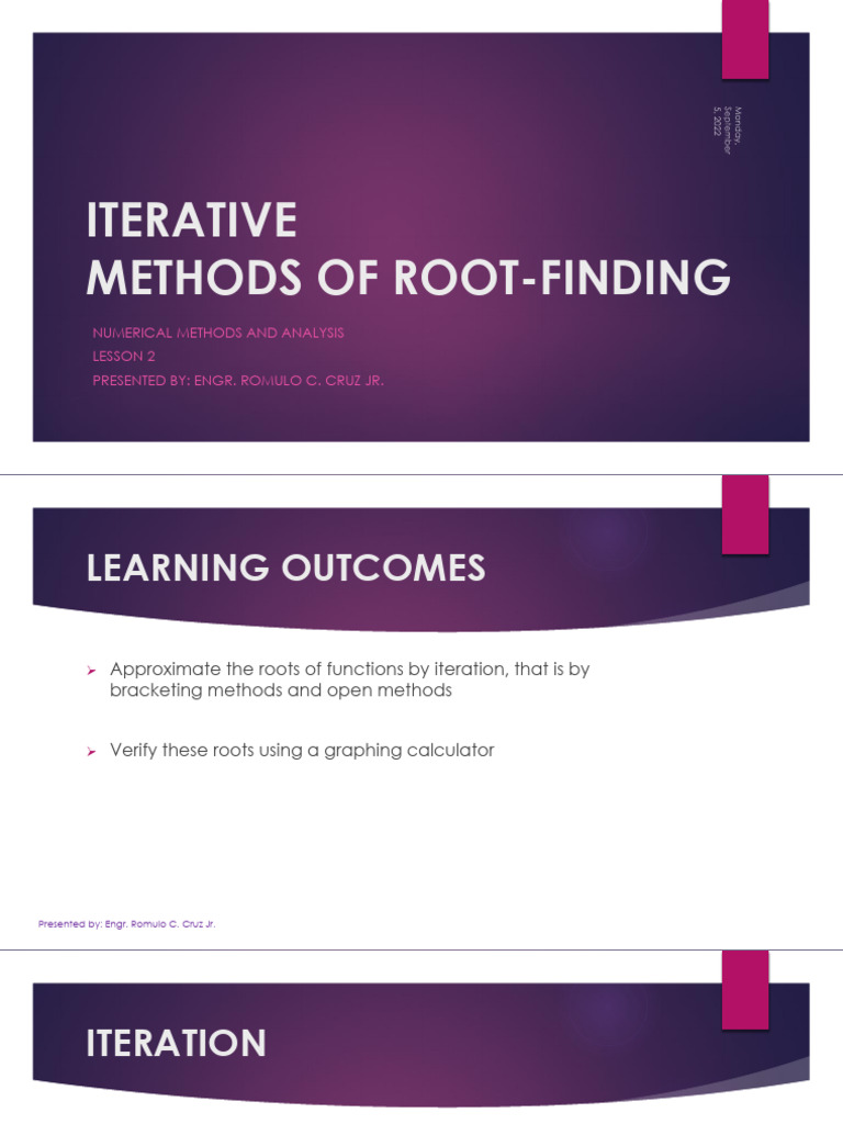Lesson 2 Methods Of Root Finding Pdf Numerical Analysis