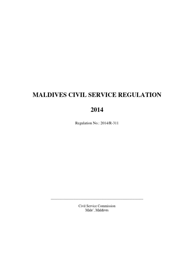 Maldives Civil Service Regulations 2014 | PDF | Employment | Civil Service