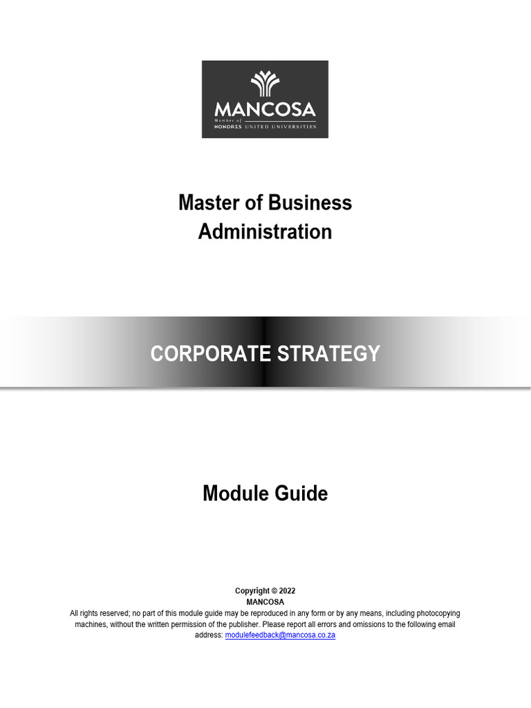 MBA - Corporate Strategy | PDF | Strategic Management | Competitive ...