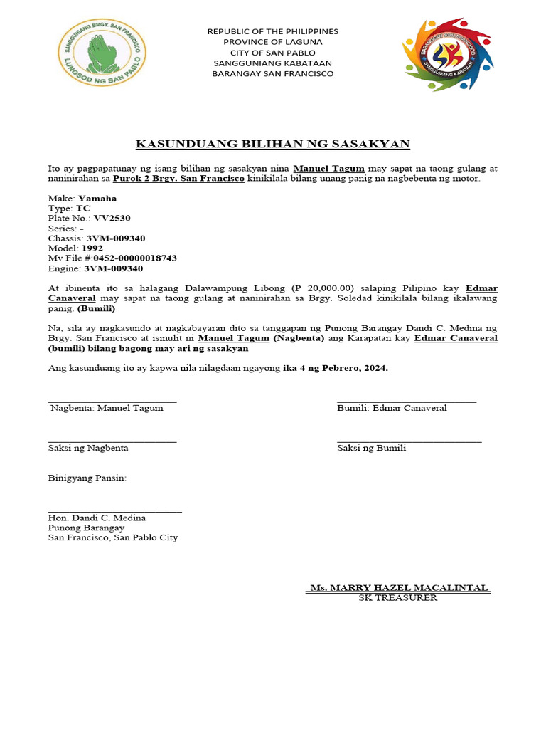 Pagbebenta NG Sasakyan | PDF