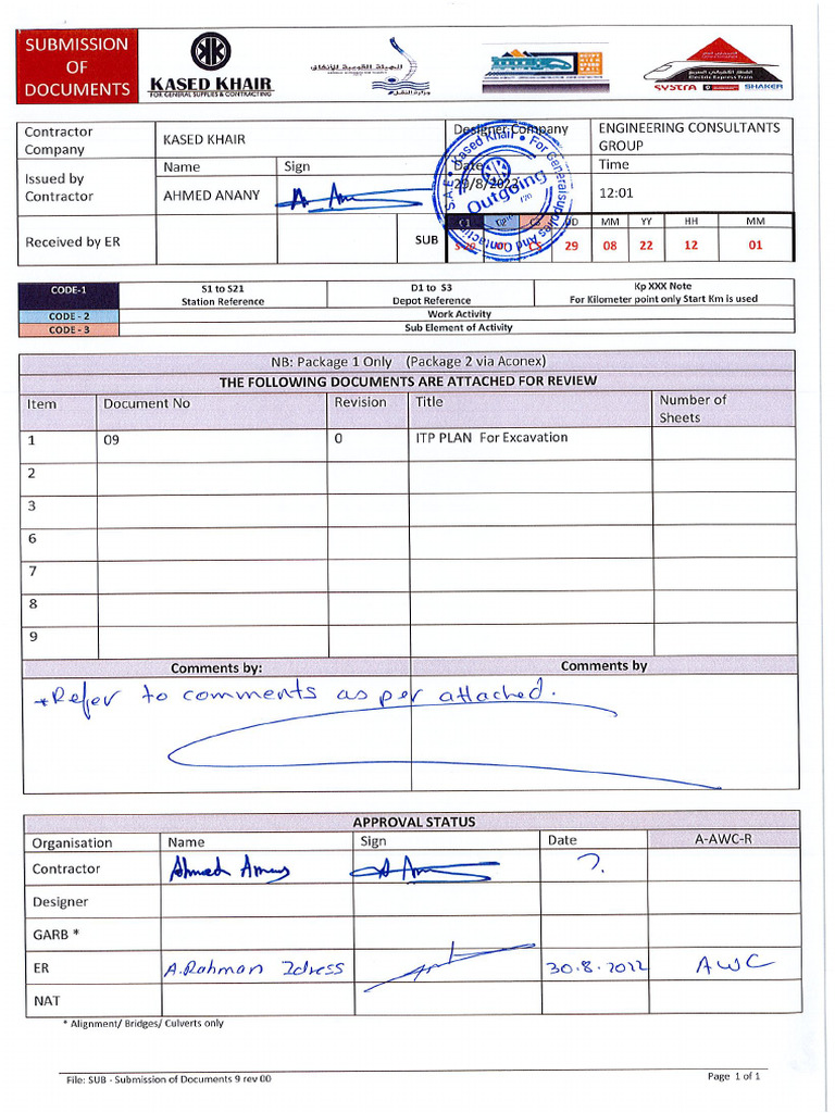 ITP For Excavation Approved | PDF