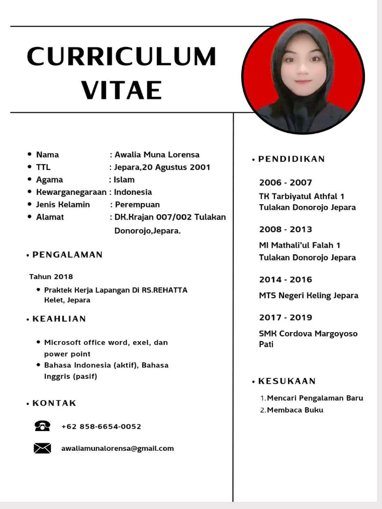 Cv Awalia Muna Lorensa | PDF