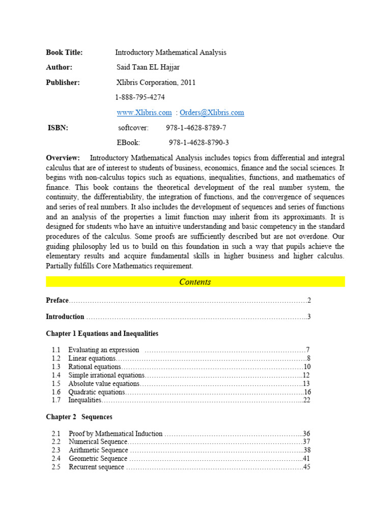 Introductory Mathematical Analysis | Download Free PDF | Function (Mathematics) | Integral