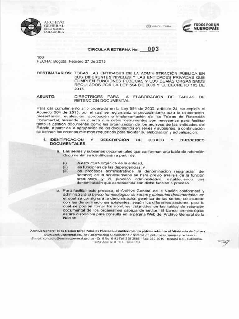 Circular Externa No. 003 | PDF