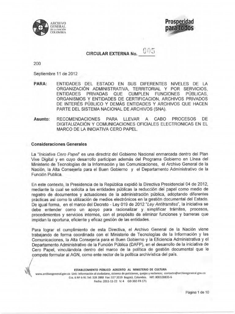 Circular 05 de 2012 | PDF