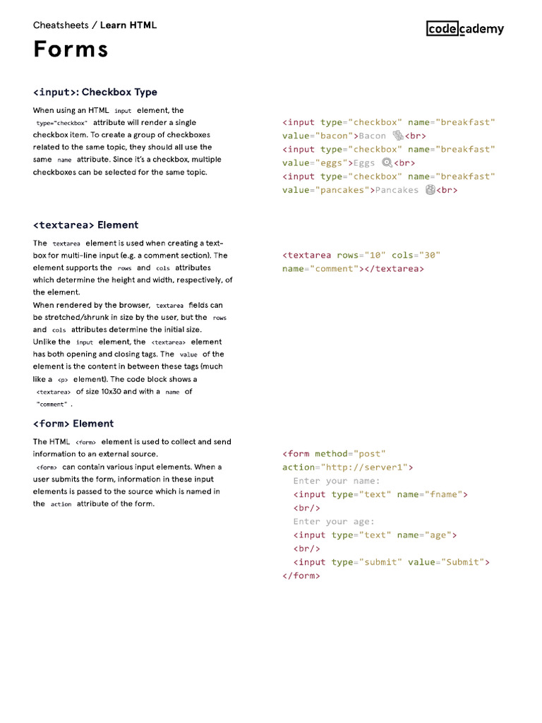 HTML Forms | PDF HTML Forms | PDF