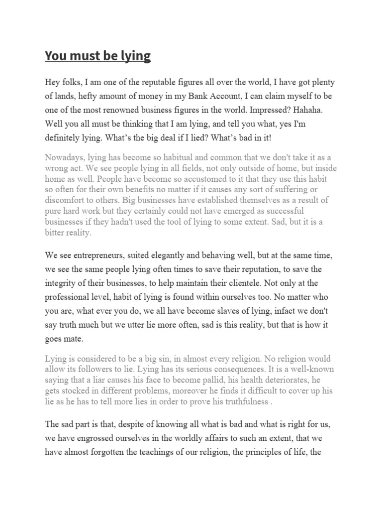 You Must Be Lying | PDF