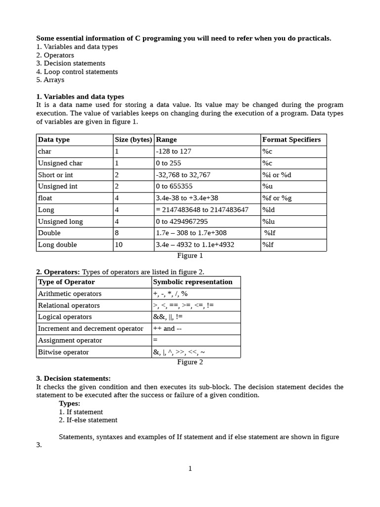 essential information c | PDF | Control Flow | Variable (Computer Science)