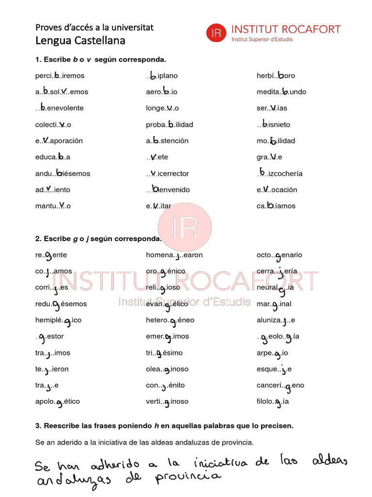 Ejercicios de Ortografía para Primaria | PDF | Artes del Lenguaje y ...