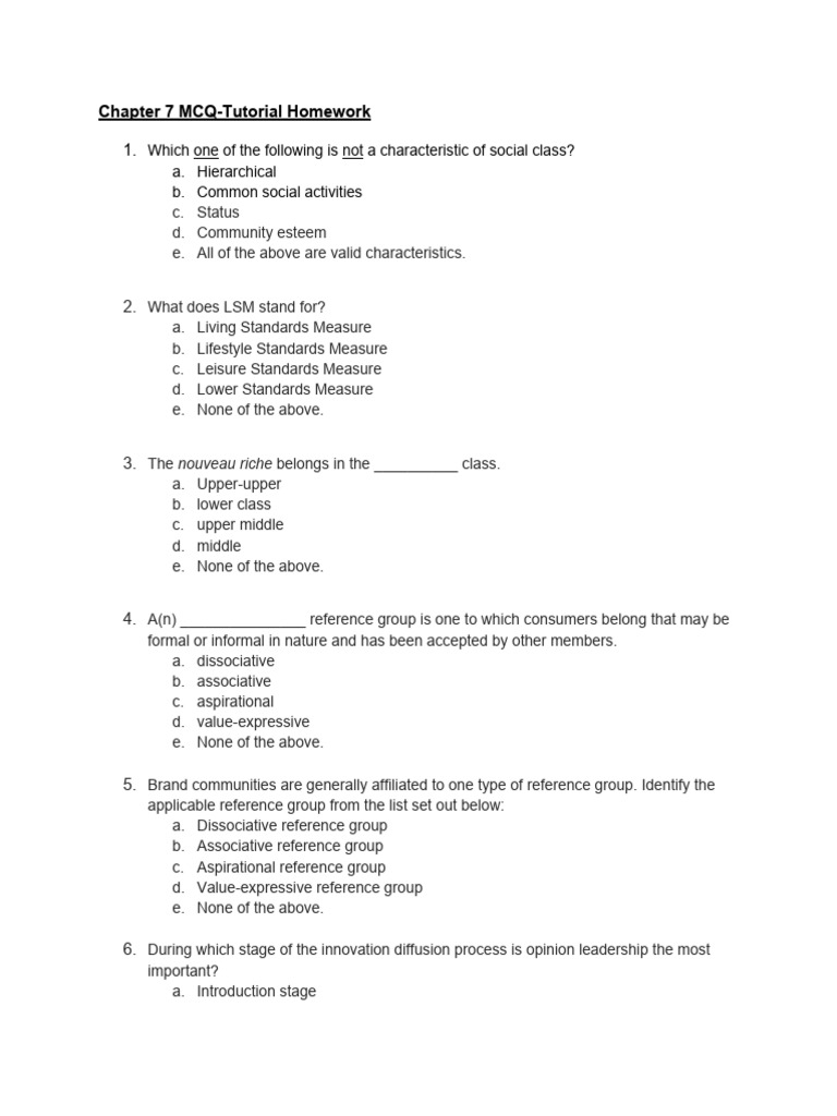 Chapter 7 MCQ- Tutorial Home work | PDF | Innovation | Human Communication