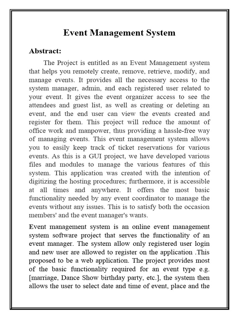 Online Event Management System | PDF | Feasibility Study | Databases