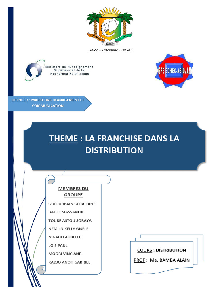 Franchise dans la Distribution | PDF | Franchise (réseau commercial ...
