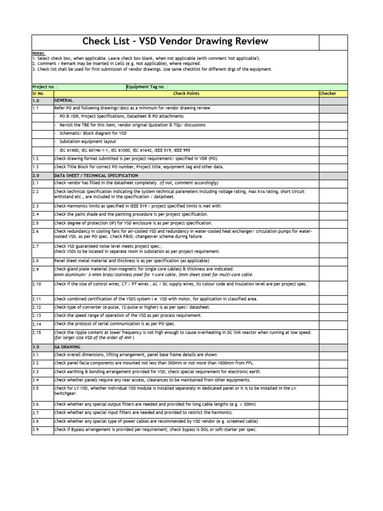 VSD - Check List | PDF | Specification (Technical Standard ...