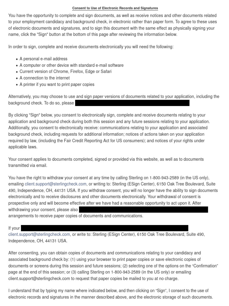 Electronic Consent for Background Checks | PDF | Credit History ...