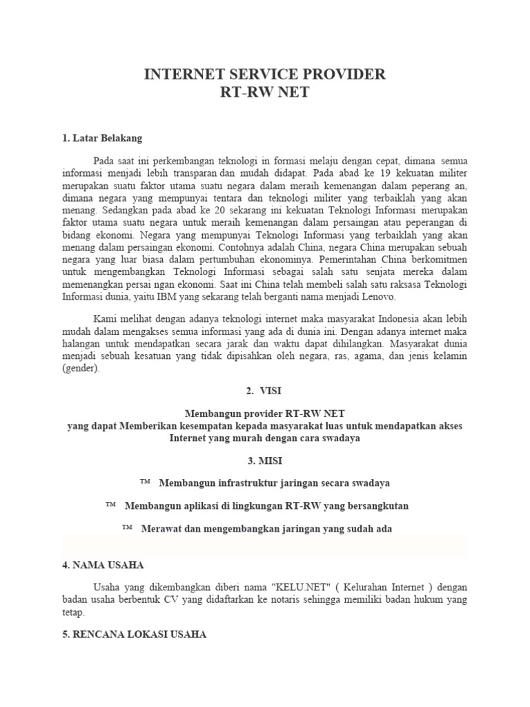 Contoh Bisnis Plan | PDF