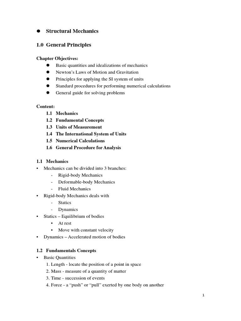 Chapter 1 General Principles | PDF | Force | Mechanics