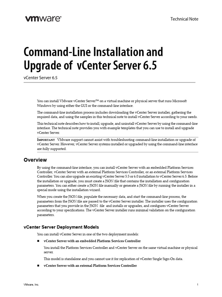 VMware VCenter Server for Windows 6.5 的命令行安装和升级 Vsphere 65 Vcenter ...