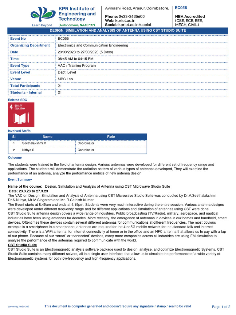 Design, Simulation and Analysis of Antenna Using CST Studio Suite | PDF ...