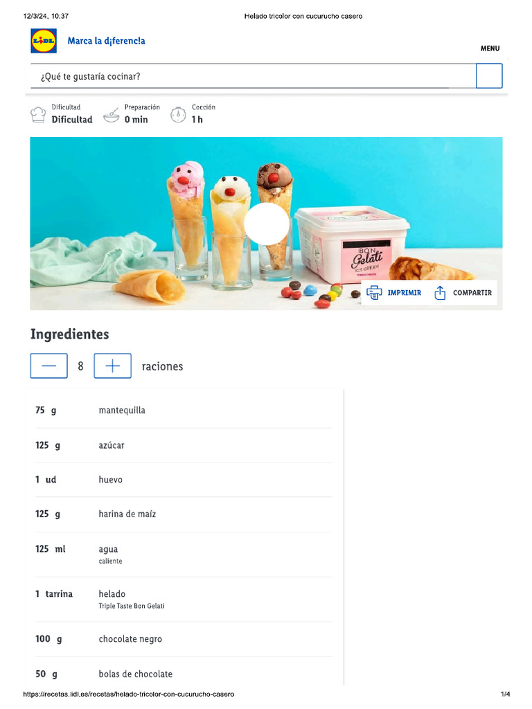 Helado Tricolor Con Cucurucho Casero | PDF