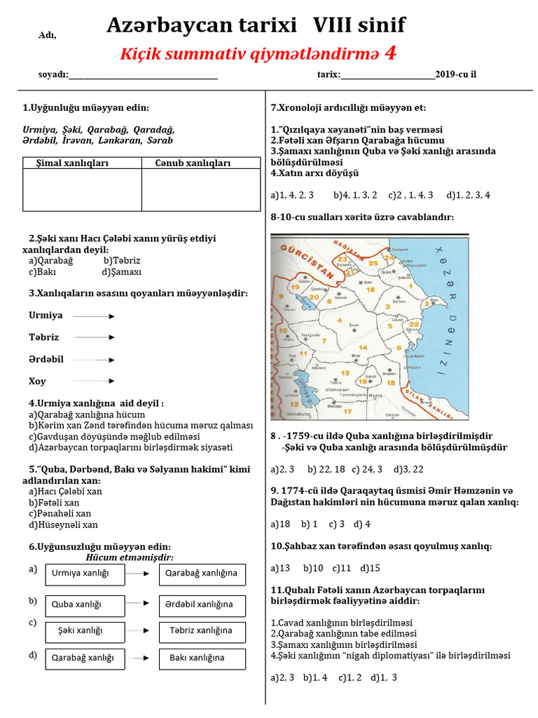 Viii Sinif Az.t - Ksq-4 | PDF