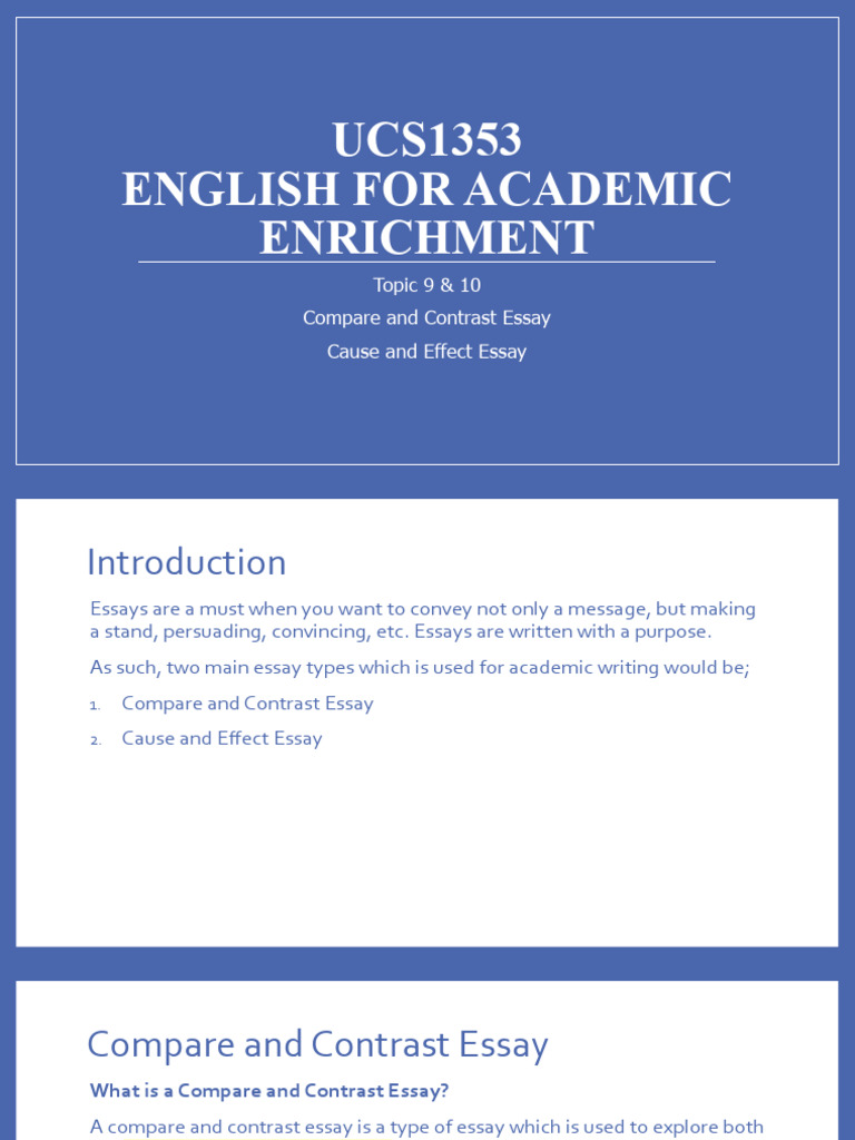 Compare and Contrast Causes and Effect | PDF | Essays | Causality