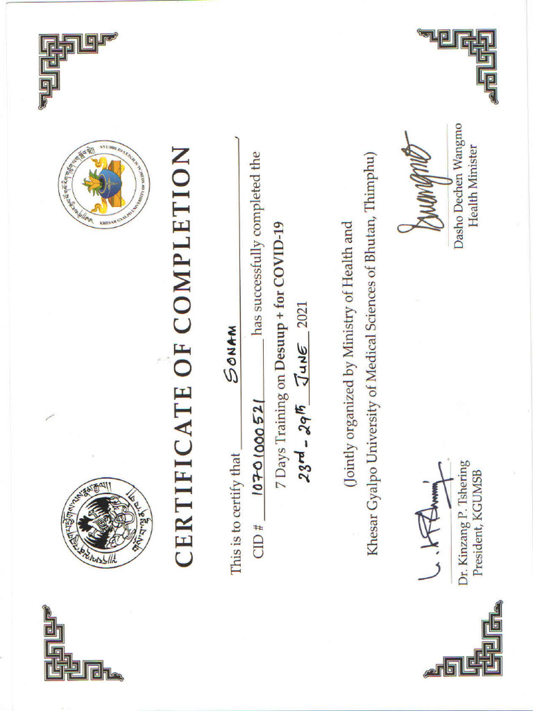 Desuup Plus Certificate | PDF