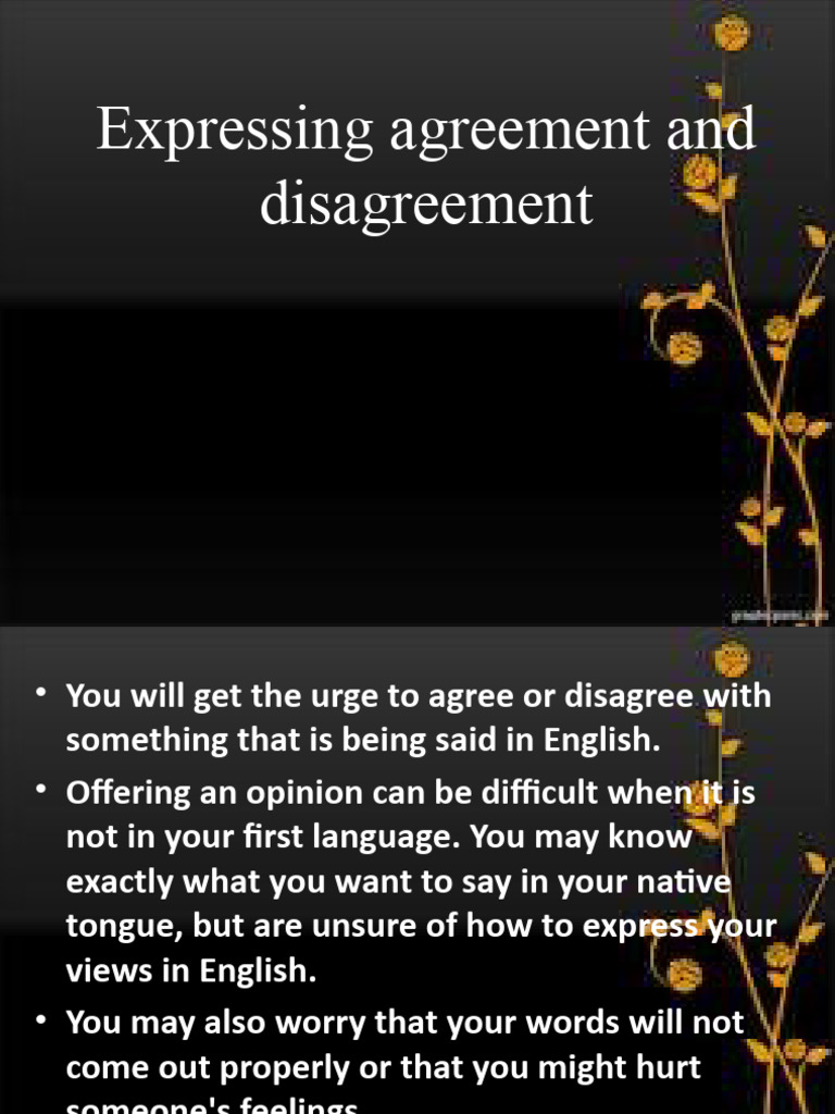 Expressing Agreement and Disagreement | PDF | Career & Growth | Self ...
