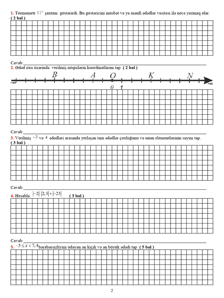 6 Sinif, Riyaziyyat, KSQ-3 (A Variant) | PDF