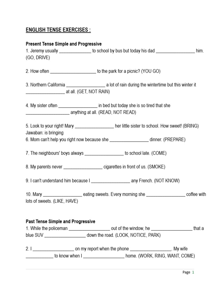 English Tense Exercises | PDF