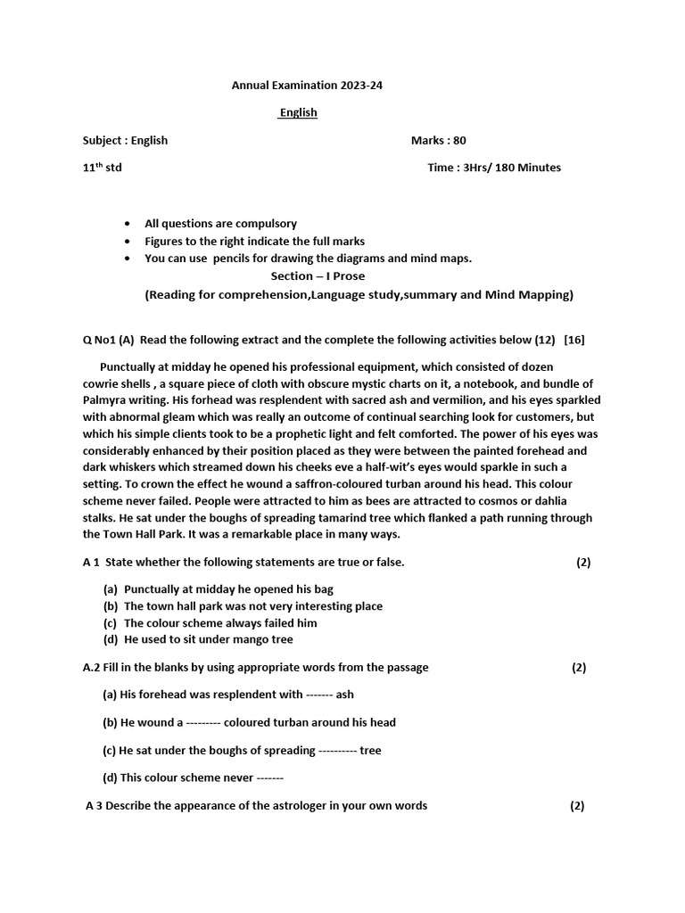 11th STD English Final Examination Paper | PDF | Poverty | Poverty ...