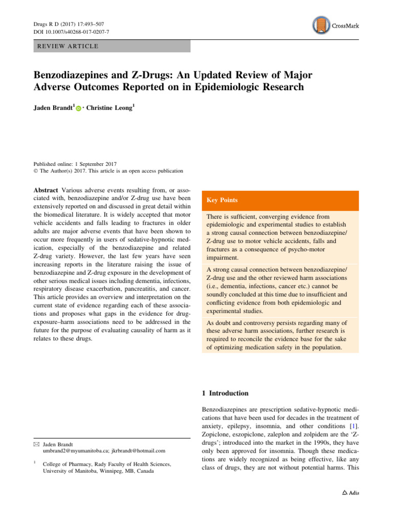 2017 - Benzodiazepines and Z-Drugs An Updated Review of Major | PDF ...
